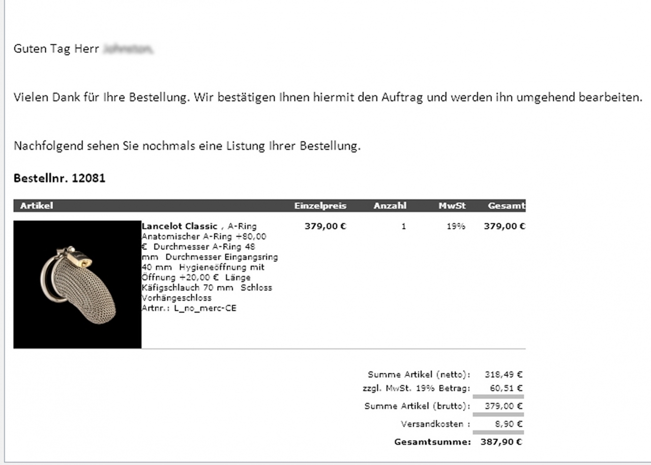 Photo "Origianal Receipt from Germany" in the album "Lancelot Deluxe ...